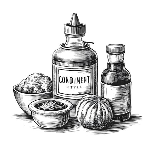 Premium Vector Condiment Packets Engraved Style Ink Sketch Drawing