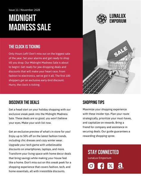 Midnight Madness Sale Newsletter Template Venngage