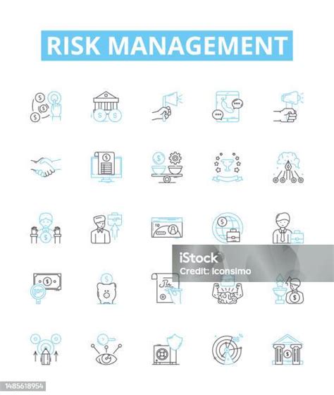 Risk Management Vector Line Icons Set Risk Management Assess Analyze