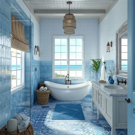 Elegant Bathroom Design In Beach House Blending Coastal Style With Luxury