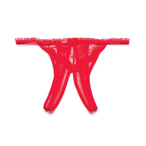 Slutty Fuck Me Scalloped Embroidery Crotchless Panty Whore Lingerie