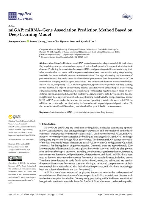 pdf migap mirna gene association prediction method based on deep
