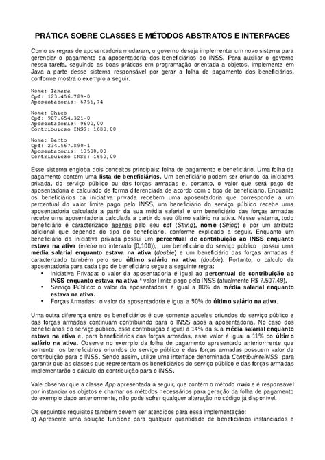 Prática Sobre Classes Abstratas E Interfaces Sistema De Aposentadoria