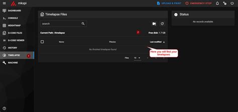 Klipper Timelapse Settings For Mainsail Web Interface