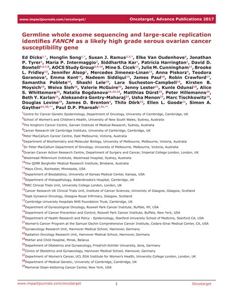 Pdf Germline Whole Exome Sequencing And Large Scale Replication