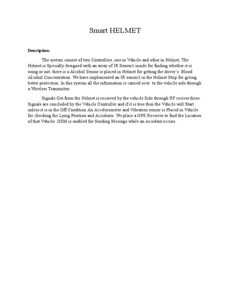 Smart Helmet Description Pdf Accelerometer Global Positioning System