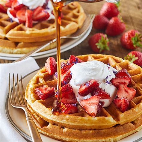 Waffles With Lavender Marinated Strawberries California Strawberry