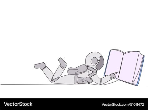 Continuous One Line Drawing Astronaut Lying Vector Image