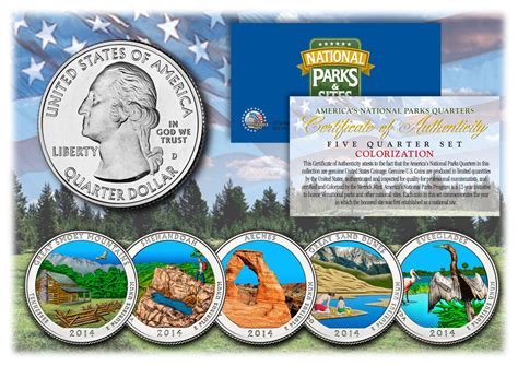 Colorized Quarters 2014 America The Beautiful Set 5 Us National