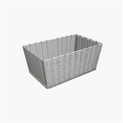 Rectangular Wicker Basket 02 Light Brown 3d Model Download Tableware On