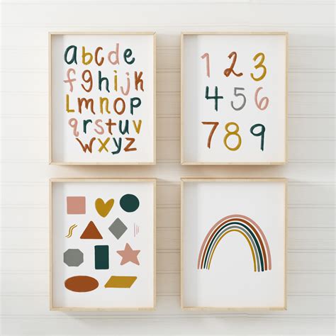 Alphabet Numbers And Shapes Playroom Poster Artofit