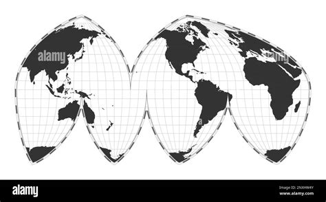 Vector World Map Boggss Interrupted Eumorphic Projection Plain World