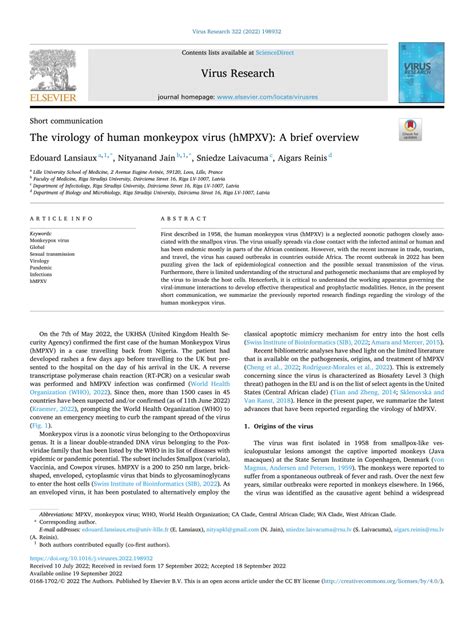 Pdf The Virology Of Human Monkeypox Virus Hmpxv A Brief Overview