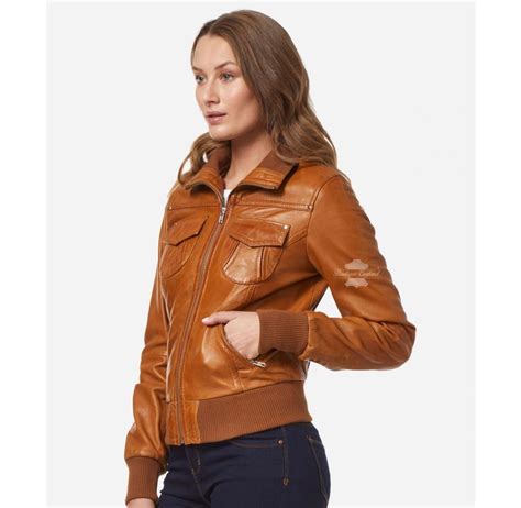 Bomber Ladies Leather Jacket Classic Short Bomber Leather Jacket For W