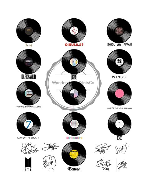 Bts Digital Art Bts Discography Print Kpop Digital Print Etsy