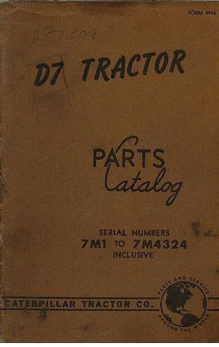 Caterpillar D7 Tractor Parts Manual 7m1 7m4324 Original