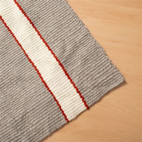 Alfombra Telar Gris Con Blanco Y Rojo 250 X 163 Cm Primeros Pueblos