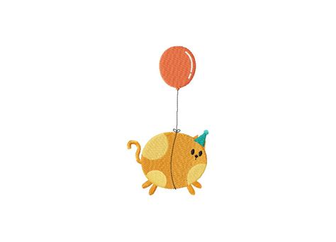 Balloon Kitty Embroidery Design Daily Embroidery