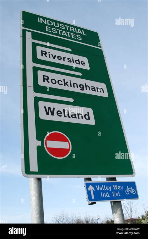 Road Sign Showing The Directions To An Industrial Estate In The Uk