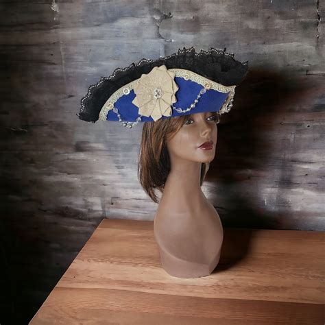 Blue Pirate Tricorn Hat Versatile Cosplay Accessory For Womens