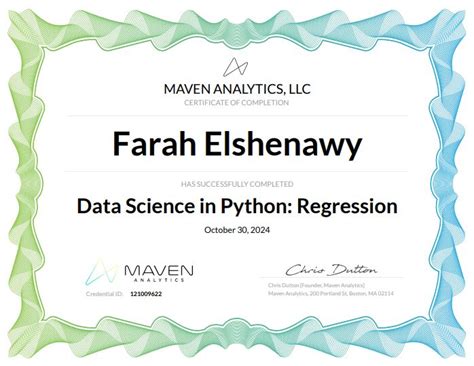 I Successfully Completed The Data Science In Python Regression Course