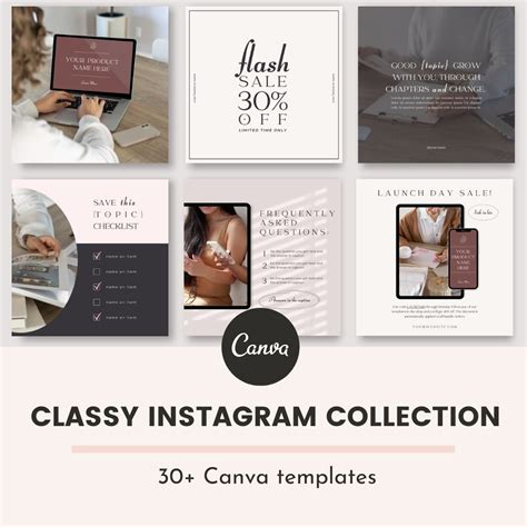 Classy Instagram Collection 30 Canva Templates Ok To Resell