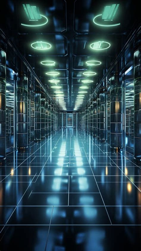 Data Center Server Racks Illustrate The Concept Of Big Data And Cloud Computing Stock