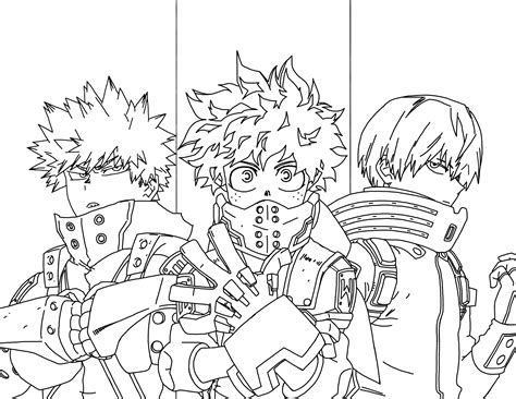 Mha Trio Digital Line Art By Lukadragneel On Deviantart