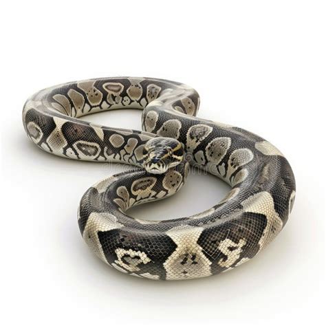 Beautiful Python Regalis Snake Coiled On White Background Stock