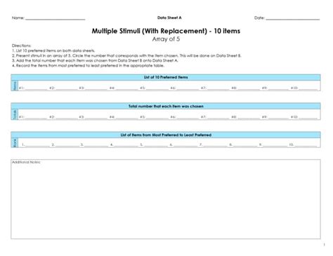 Preference Assessment Data Sheet Packet By Puzzledpeg Tpt