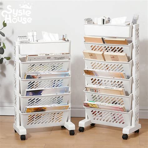 Sysie House ชั้นวางหนังสือเคลื่อนที่ มินิมอล ชั้นวางของ โมเดิร์น มีล้อ Bookshelf Minimal