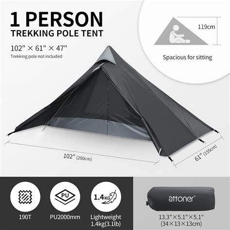 Attoner Tent 1 Person Ultralight Camping Tents 3 4 Season Waterproof Tent Small Pack Size