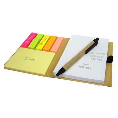 Eco Sticky Note Pad With Pen Paper Rectangle Shape Workplace Tidy