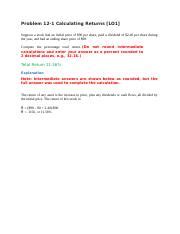 Problem Calculating Returns Docx Problem Calculating