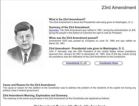 Siteseen Government And Constitution 23rd Amendment Handout For 9th 10th Grade Lesson Planet