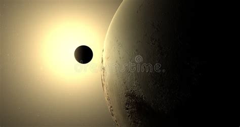 Charon And Pluto Orbiting With The Sun At Background Stock Footage Video Of Plutino Planetary