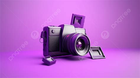 Camera With A Pink Background Is On Purple D Camera On Purple Background With Photo Sheet