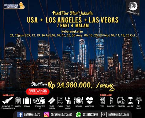 Paket Tour Usa Los Angeles Las Vegas 7 Hari Dream Holidays