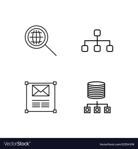 Web Simple Outlined Icons Set Royalty Free Vector Image