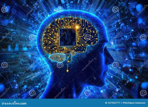 Human Brain With Implanted Neural Link Chip Implanted Neural