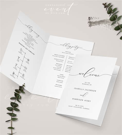 Foldable Wedding Program And Timeline Template Wedding Program Template
