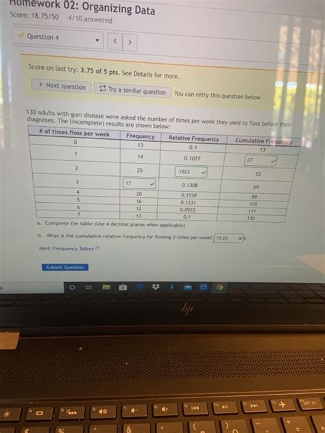Solved Ework 02 Organizing Data Score 18 75 50 4 10