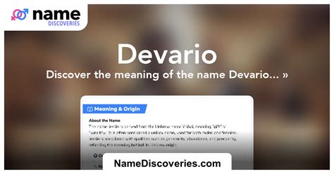 Devario Name Meaning And Origin