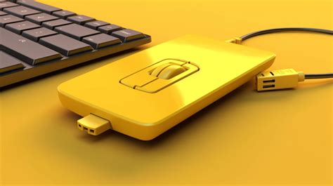 D Rendering Of Hand Cursor Connected To Yellow Folder Background Archive File Computer Mouse