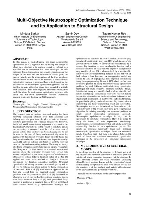 Pdf Multi Objective Neutrosophic Optimization Technique And Its