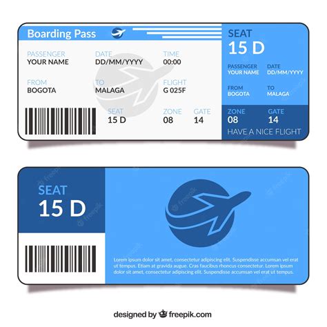 Premium Vector Blue Boarding Pass In Flat Design