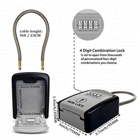 Getuscart Iron Lock Cable Shackle Portable Key Lock Box For Keys 4