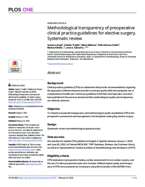 Pdf Methodological Transparency Of Preoperative Clinical Practice