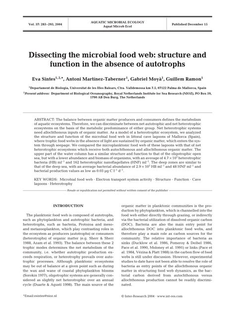 Pdf Dissecting The Microbial Food Web Structure And Function In The Absence Of Autotrophs