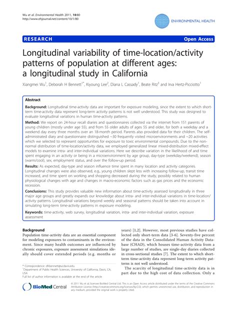 Pdf Longitudinal Variability Of Time Locationactivity Patterns Of